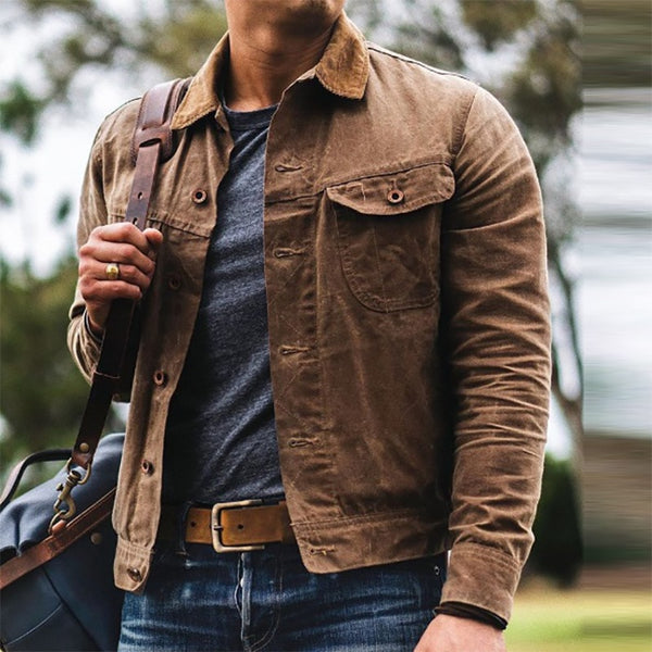 Wiaofellas Casual Trend Solid Color Lapel Jacket Men's New Men's Short